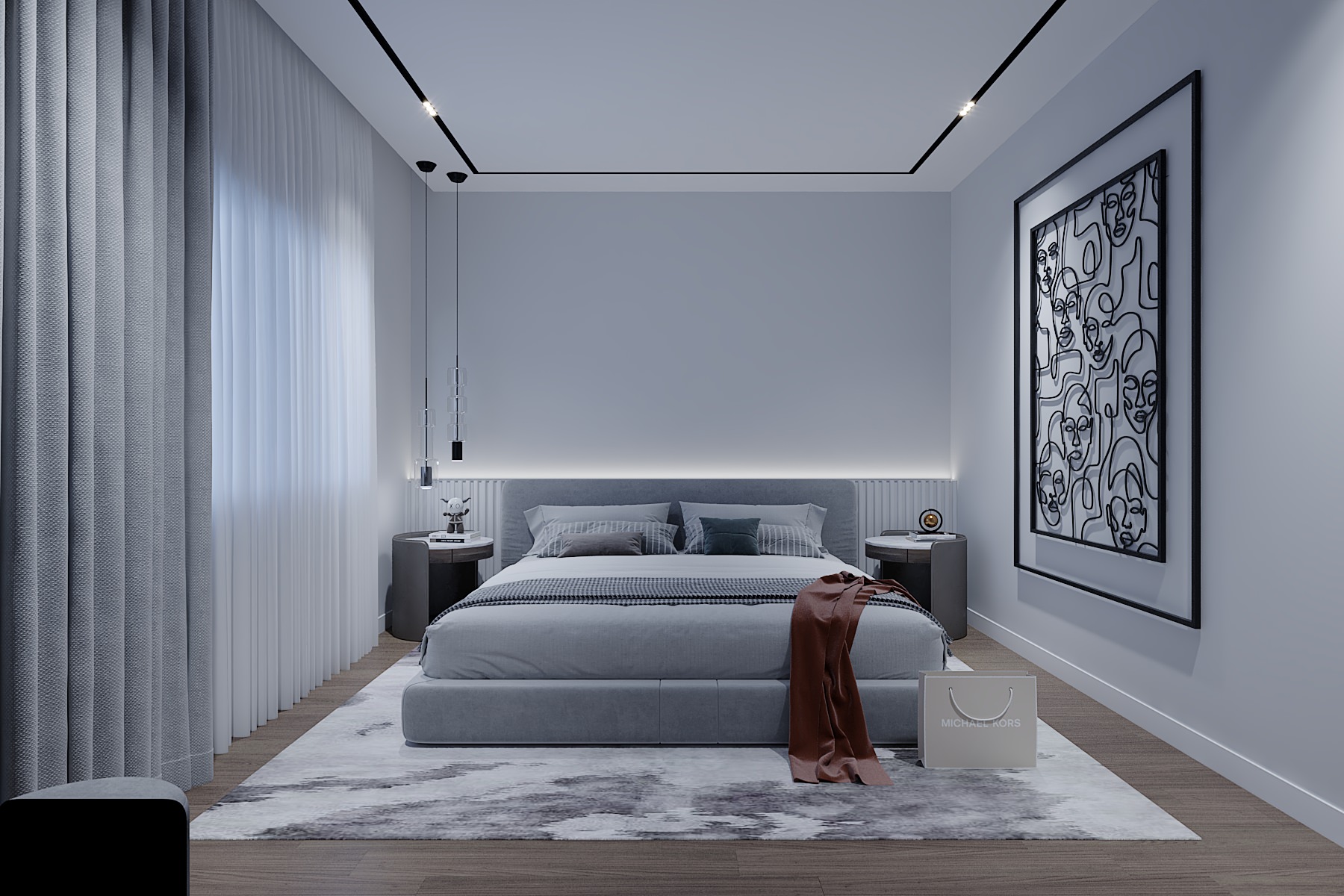 Grey Loft Apartment Interior Design in Marakez, New Cairo, Egypt - HM ...